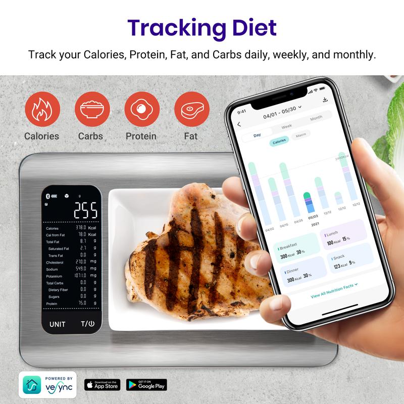 AI Smart Food Scale | 19 Nutrient Facts Auto Scan | Digital Calorie Co ...